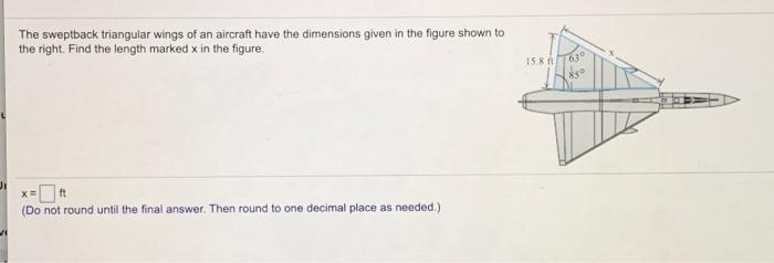 Solved The sweptback triangular wings of an aircraft have | Chegg.com