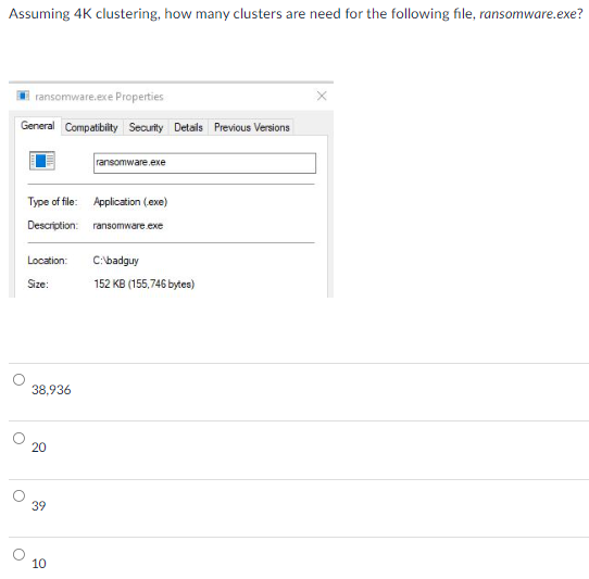 Solved Assuming 4K ﻿clustering, how many clusters are need | Chegg.com