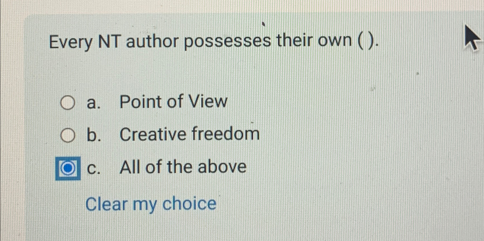Solved Every NT author possesses their own ( ).a. ﻿Point of | Chegg.com