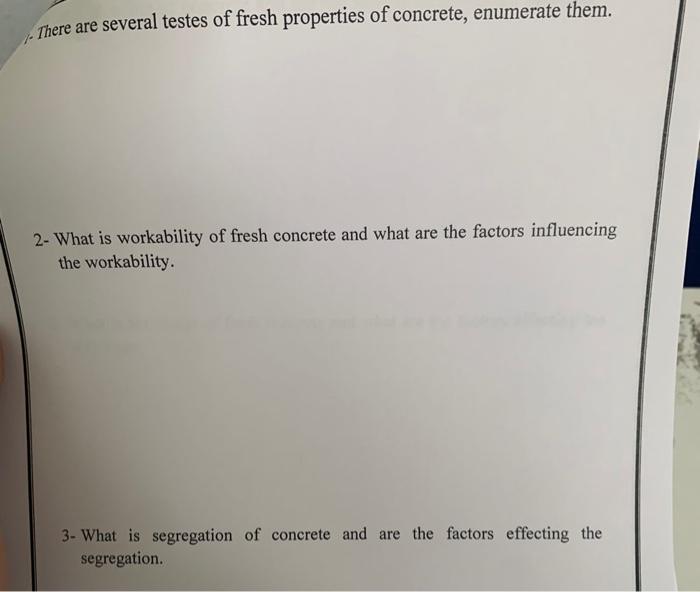 Solved There are several testes of fresh properties of | Chegg.com