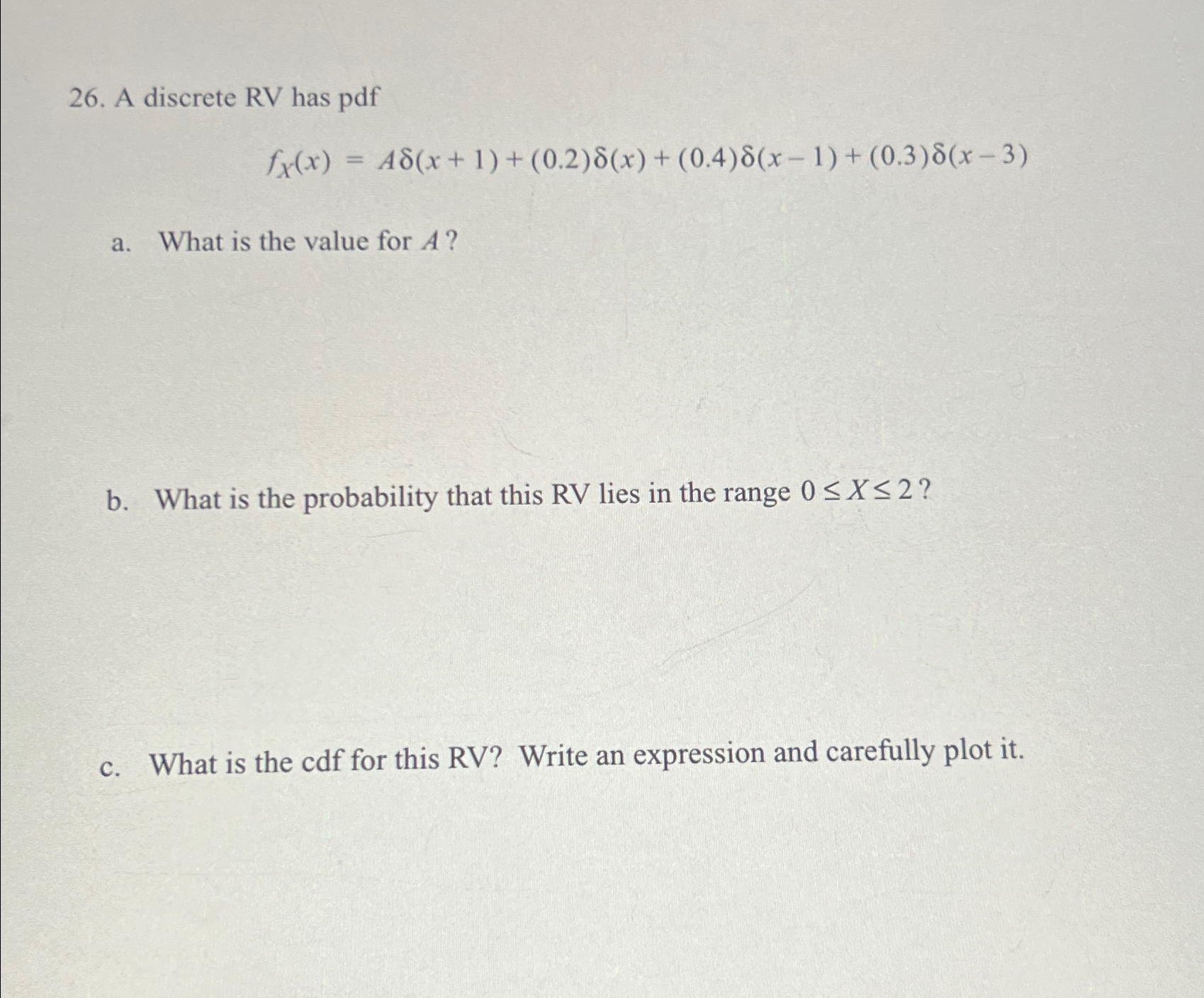 Solved A discrete RV has | Chegg.com