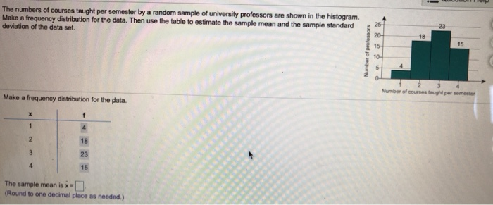 Solved the numbers of courses taught per semester by a | Chegg.com