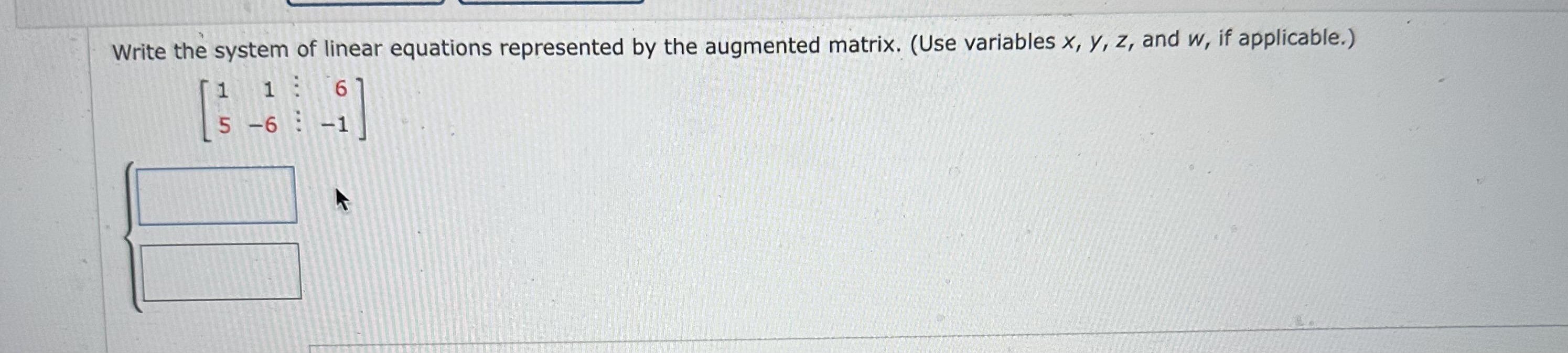 Solved Write the system of linear equations represented by | Chegg.com