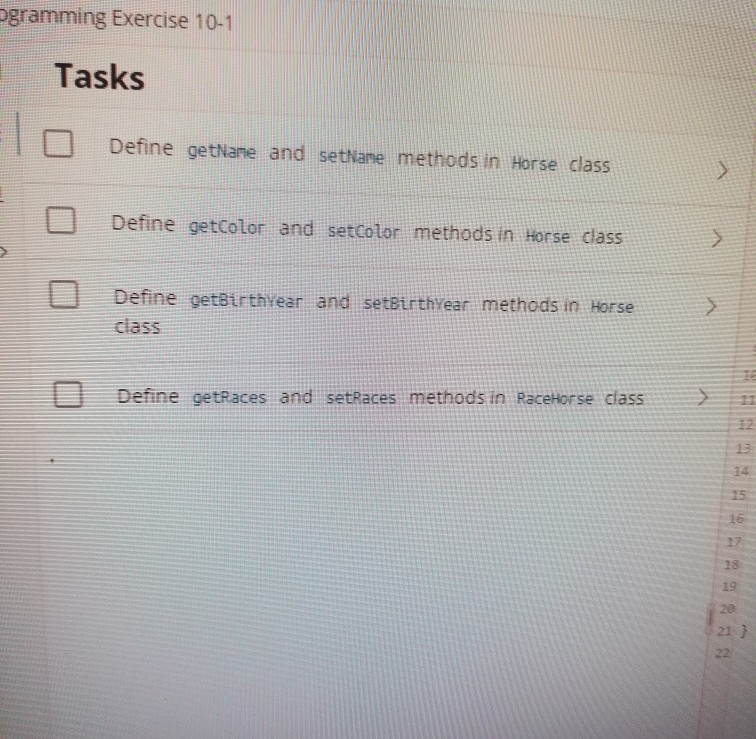 Solved Instructions Create a class named Horse that contains | Chegg.com