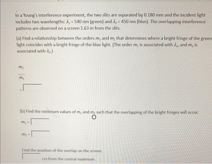 Solved In a Young's interference experiment, the two slits | Chegg.com