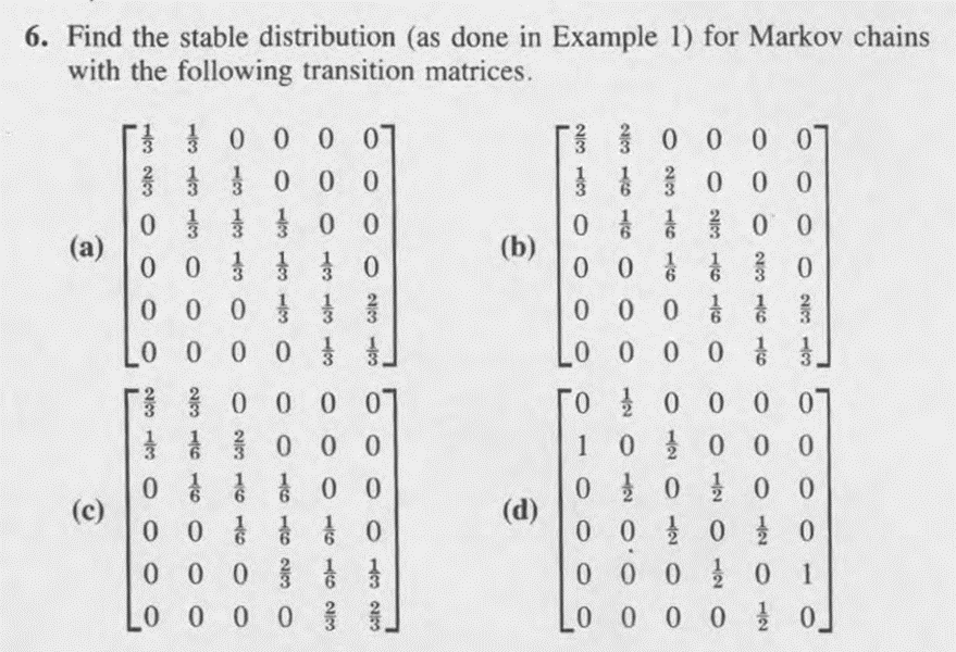 Solved Find the stable distribution (as done in Example 1) | Chegg.com