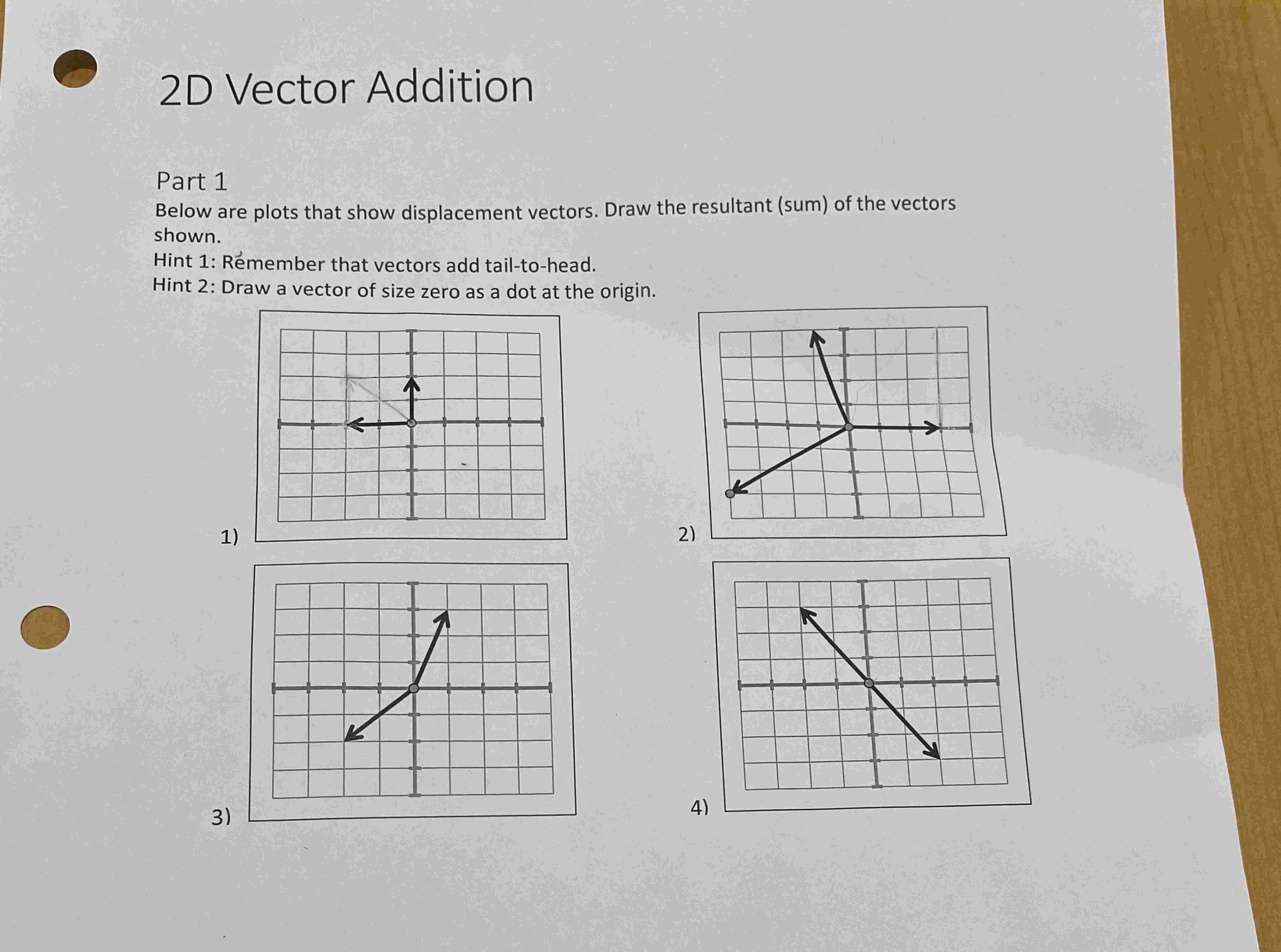 Solved 2D Vector Addition Part 1 ﻿Below are plots that show | Chegg.com