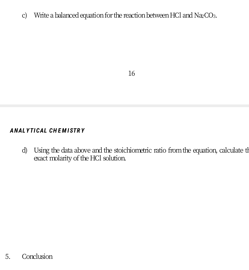 Solved PREPARATION AND STANDARDIZATION OF HCI SOLUTION WITH | Chegg.com