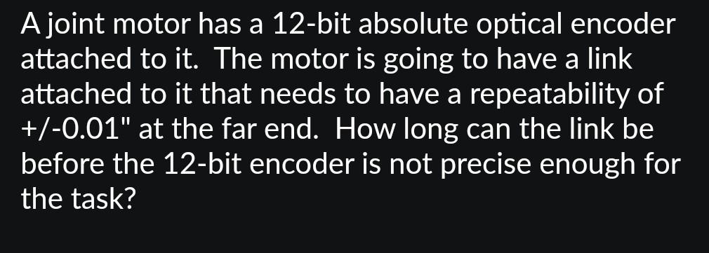 A joint motor has a 12-bit absolute optical encoder | Chegg.com