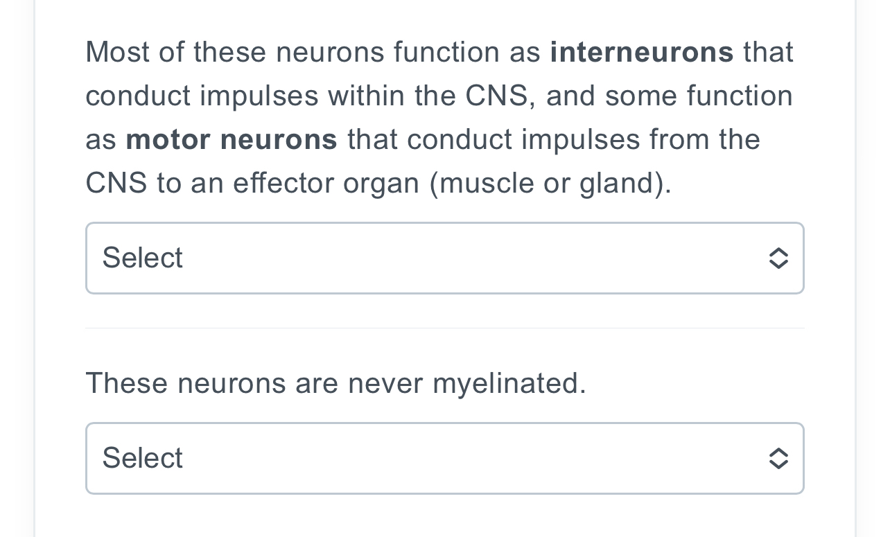 Solved Most of these neurons function as interneurons that | Chegg.com