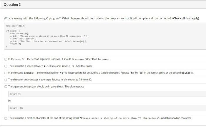 Solved What is wrong with the following C program? What | Chegg.com