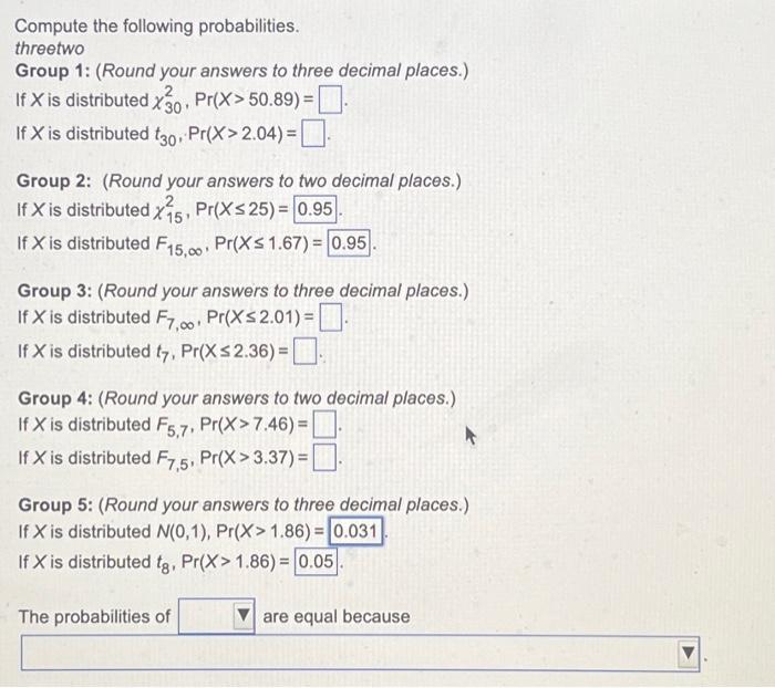 Solved Compute the following probabilities. threetwo Group | Chegg.com