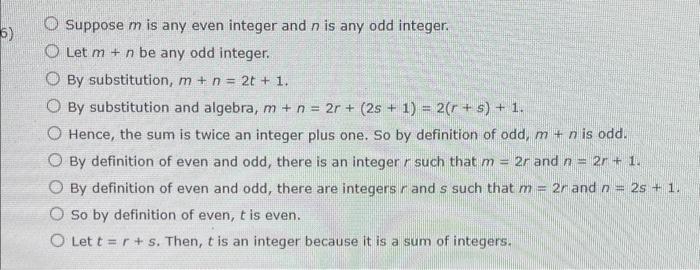 Solved Theorem: The sum of any even integer and any odd | Chegg.com