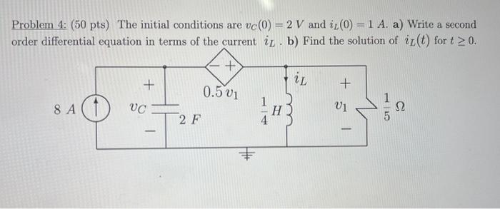 Solved Problem 4: (50pts) The initial conditions are | Chegg.com