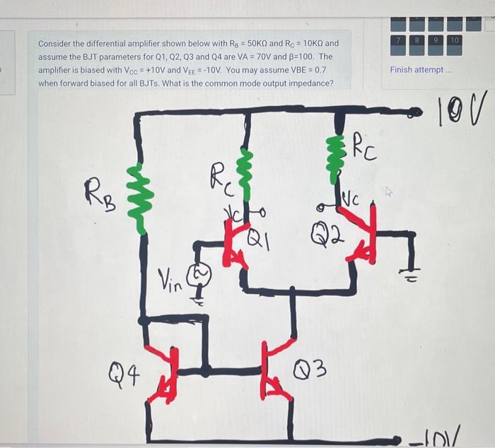 Solved Consider the differential amplifier shown below with | Chegg.com