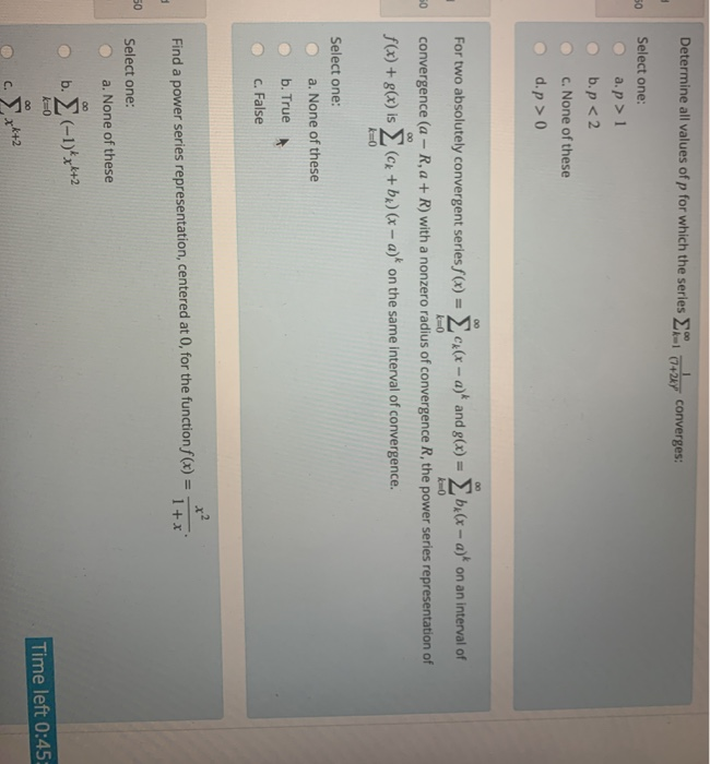 Solved Determine all values of p for which the series 1 7+27 | Chegg.com