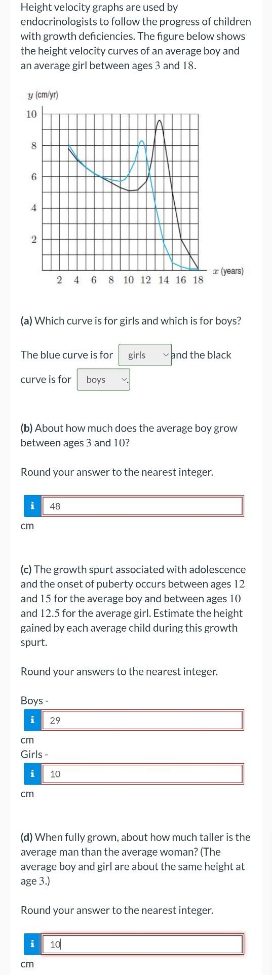 Height velocity graphs are used by endocrinologists | Chegg.com