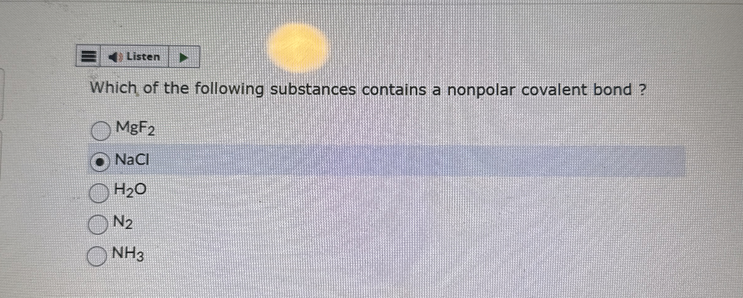Solved ListenWhich of the following substances contains a | Chegg.com