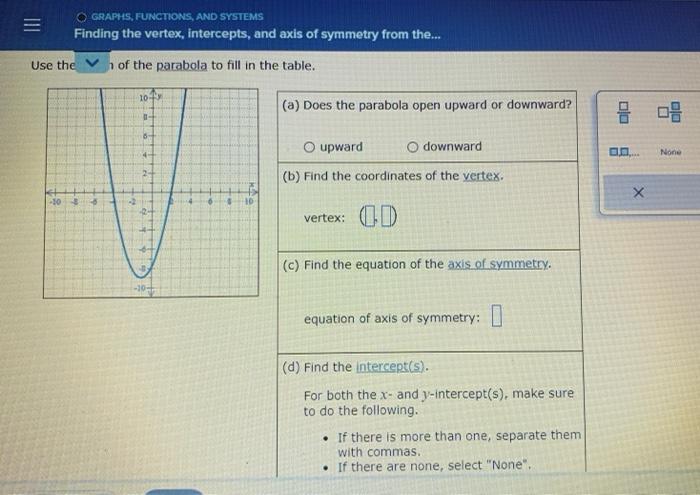 Solved Use the 1 of the parabola to fill in the table. (a) | Chegg.com