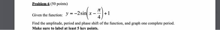 Solved Problem 6 (50 points) Given the function: | Chegg.com