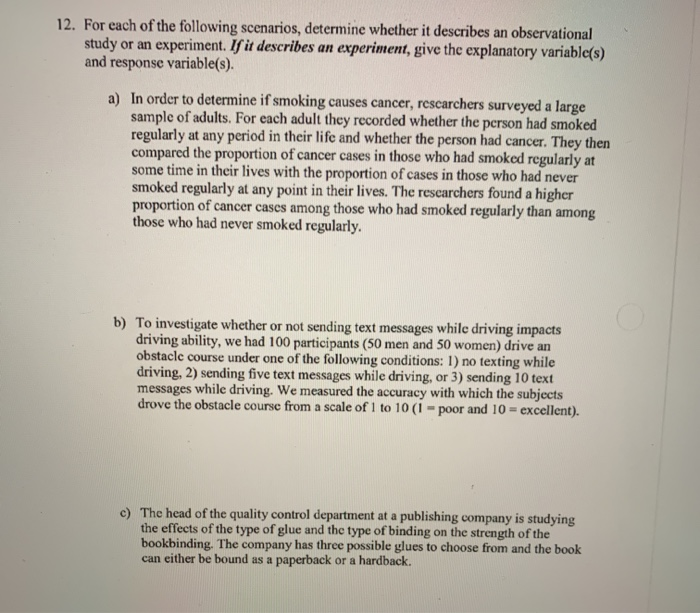 Solved 12. For each of the following scenarios, determine | Chegg.com