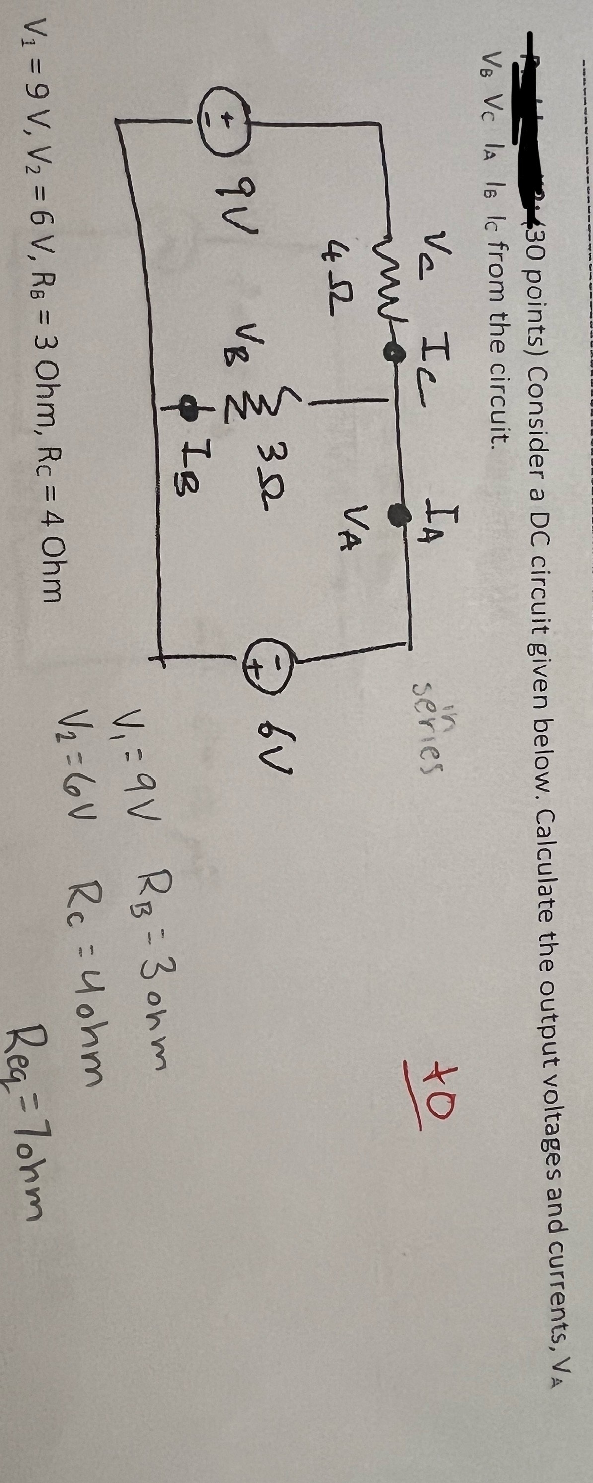 Solved (b) ﻿ points) ﻿Calculate the currents, VAVBVCIAIBIC | Chegg.com