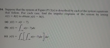 Solved Suppose that the system of Figure P3.2(a) ﻿is | Chegg.com