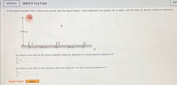 Solved A skyrocket explodes 100 m above the ground (see the | Chegg.com