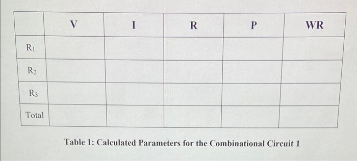 Solved Calculate V, I, R, P and WR for the following table | Chegg.com