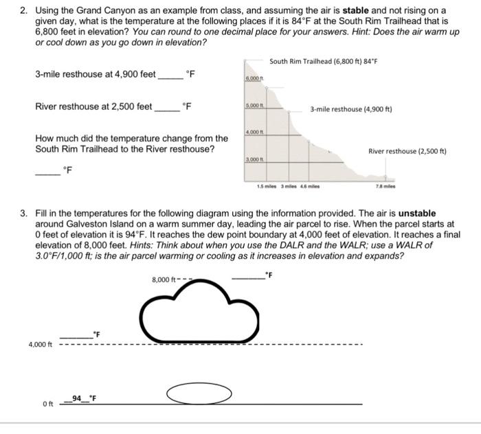 [Solved]: Using the Grand Canyon as an example from class,