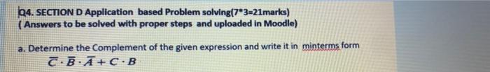 Solved 14. SECTION D Application based Problem | Chegg.com