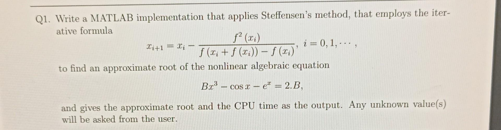 Solved Write A Matlab Implementation That Applies