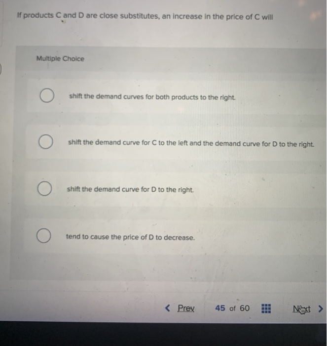Solved If products C and D are close substitutes, an | Chegg.com