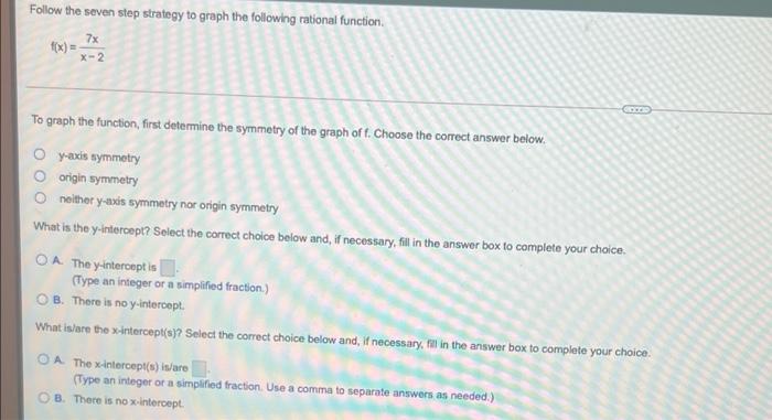 Solved Follow the seven step strategy to graph the following | Chegg.com