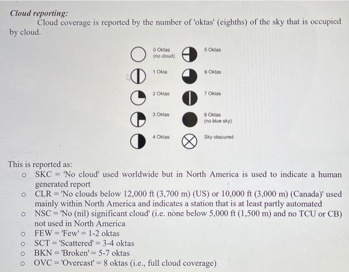Solved METAR is the international standard code format for | Chegg.com