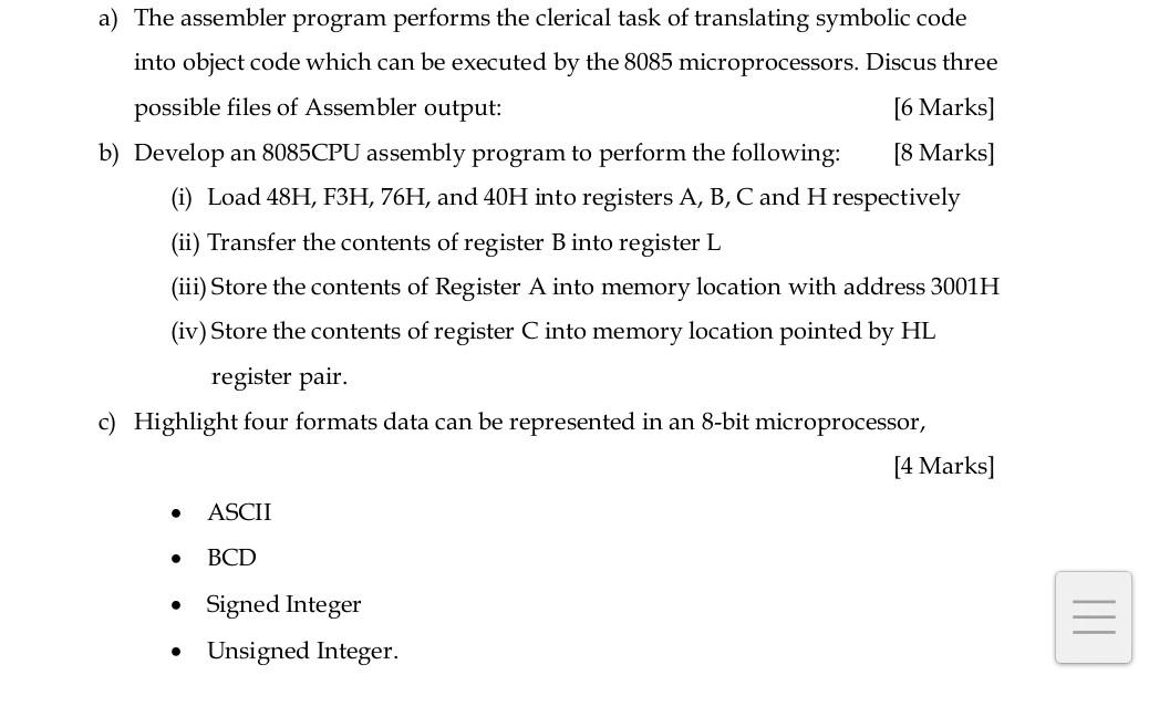 Solved A The Assembler Program Performs The Clerical Task