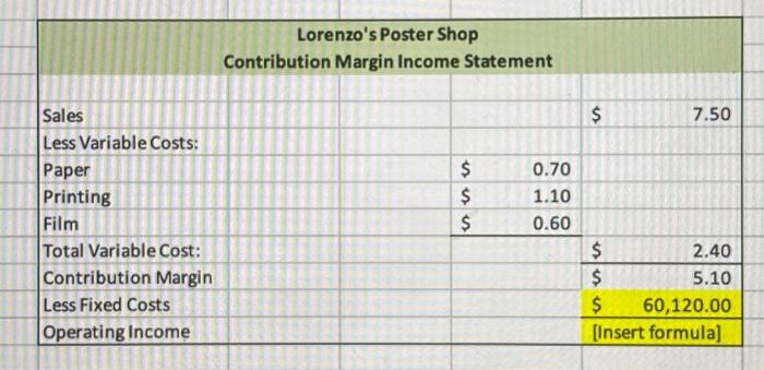 Solved Lorenzo, the owner of a local poster shop, comes to | Chegg.com