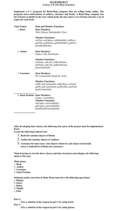 Solved Implemest a C+4 program for Book-Shop company that | Chegg.com