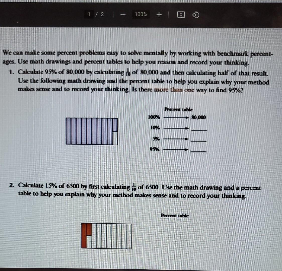Solved 1 / 2 100% We can make some percent problems easy to | Chegg.com