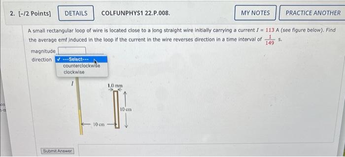 Solved A small rectangular loop of wire is located close to | Chegg.com