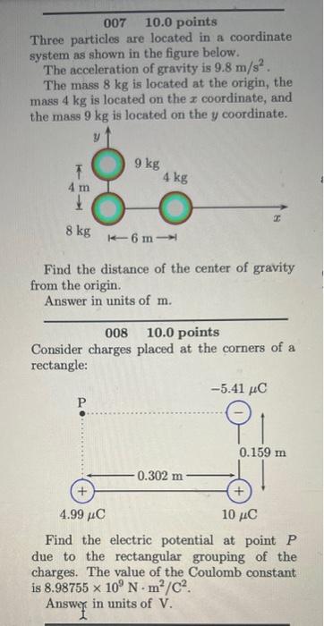 Solved Three particles are located in a coordinate system as | Chegg.com