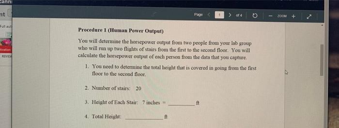 Solved Procedure 1 (Human Power Output) You will determine | Chegg.com