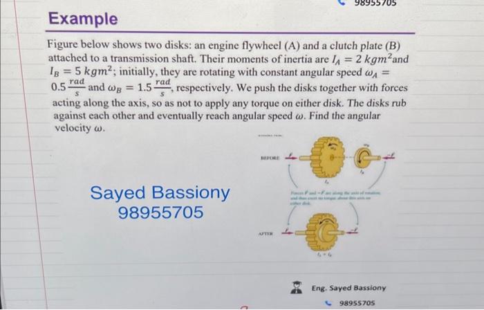 Figure below shows two disks: an engine flywheel (A) | Chegg.com