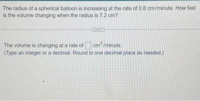 Solved The radius of a spherical balloon is increasing at | Chegg.com