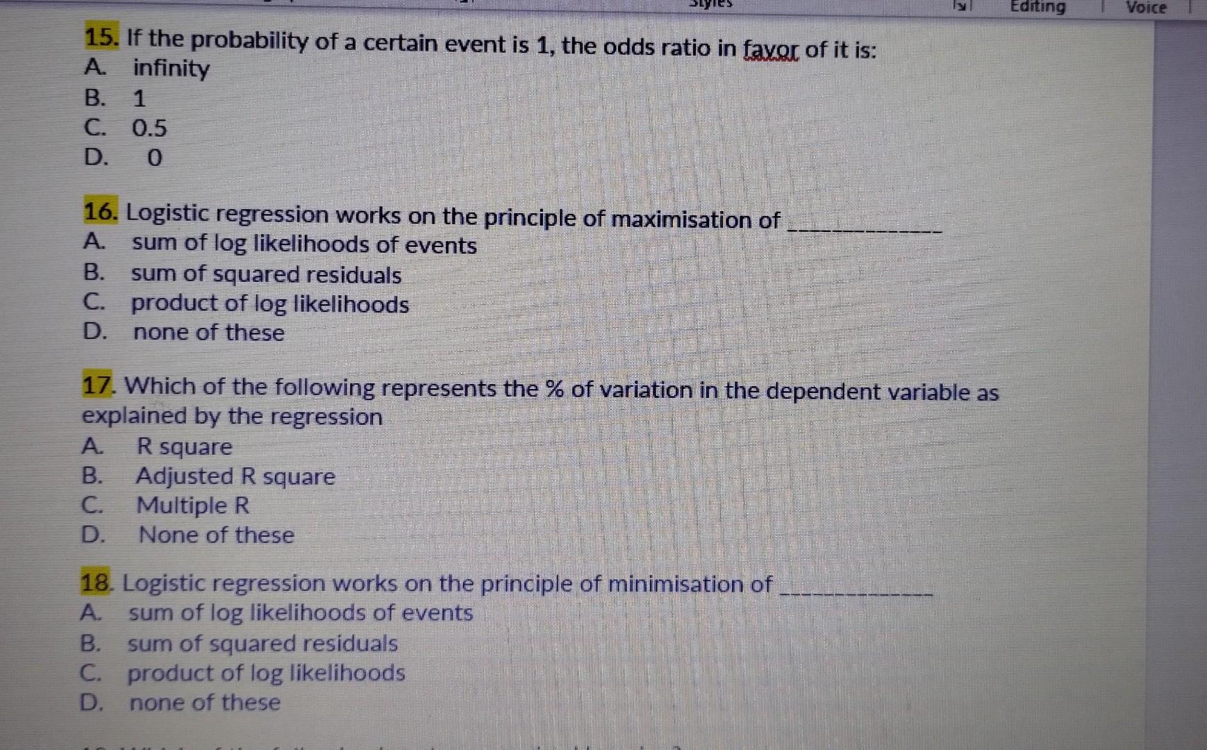 Solved 15. If the probability of a certain event is 1 , the | Chegg.com