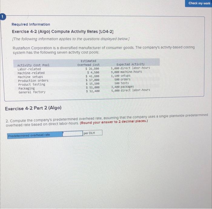 Solved Required Information Exercise 4-2 (Algo) Compute | Chegg.com