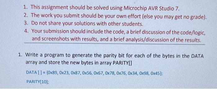 Solved 1. This assignment should be solved using Microchip | Chegg.com