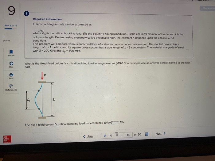 Solved Required information Euler's buckling formula can be | Chegg.com