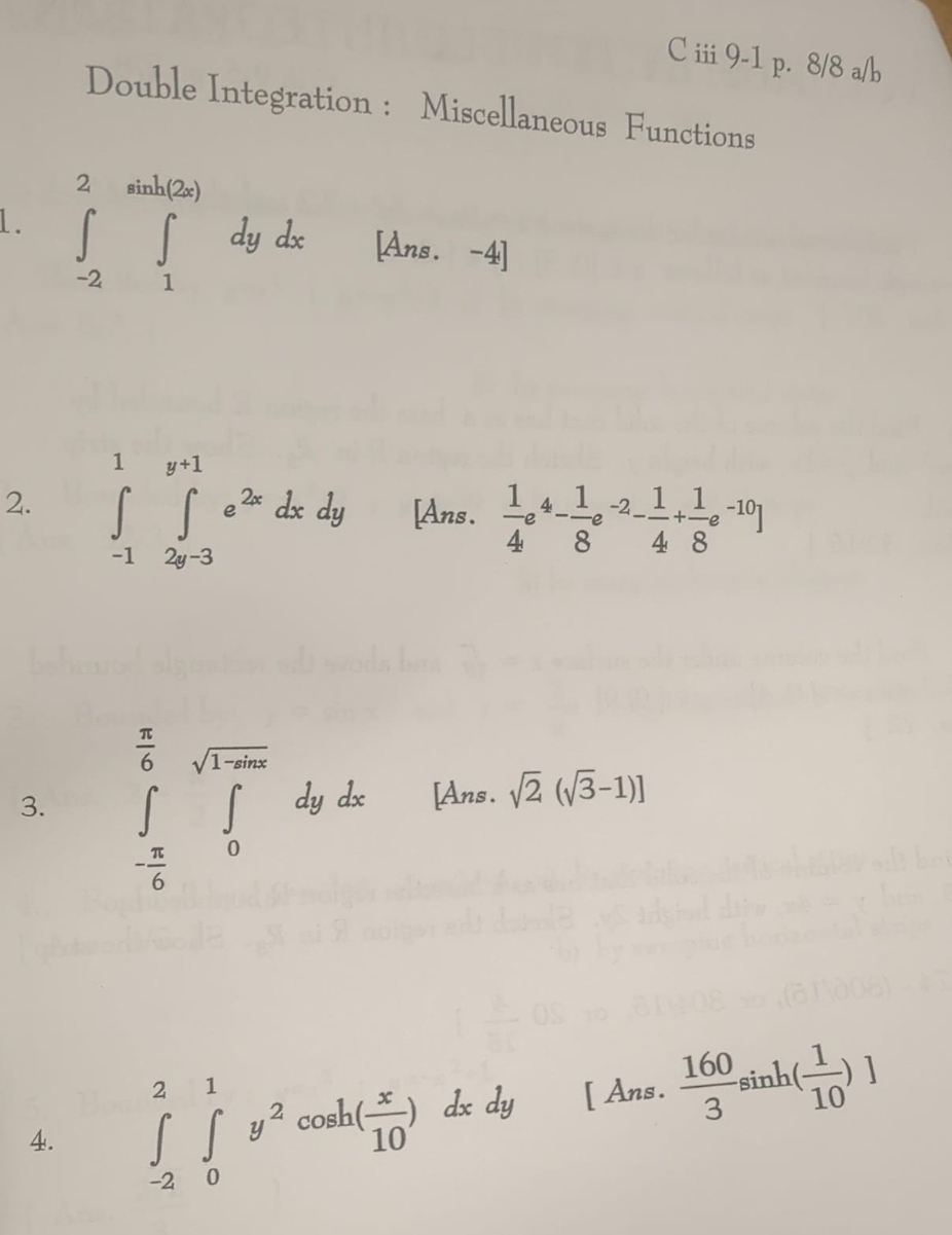 Solved C iii 9-1 ﻿p. 88abDouble Integration : Miscellaneous | Chegg.com