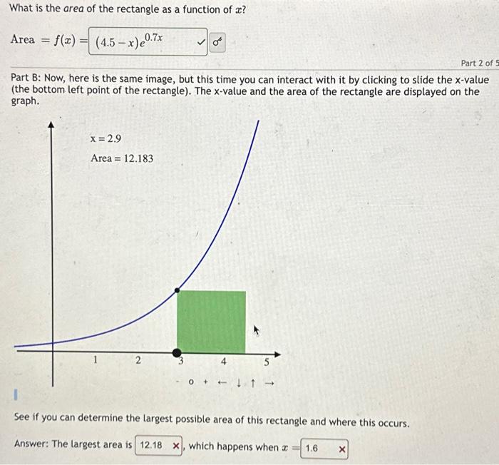 Solved What is the area of the rectangle as a function of x | Chegg.com
